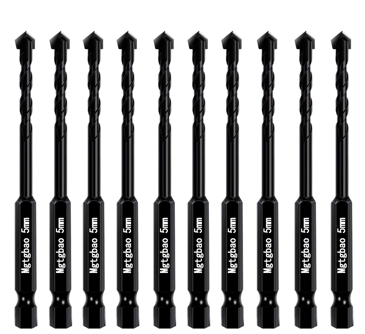 Mgtgbao 5MM Masonry Drill Bits, 8PC 3/16” Concrete Drill Bit Set for Tile,Brick, Plastic and Wood,Tungsten Carbide Tip Best for Wall Mirror and Ceramic Tile.