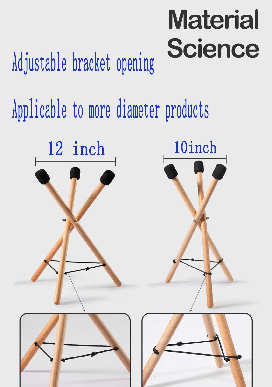 QiaoDongDian Wooden Steel Tongue Drum Stand Foldable,Handpan Drum Stand, Tripod Base,for 10 to 22 Inch Drum Percussion Instrument,Securely Holds Your Instrument. (Color : Dual-use)