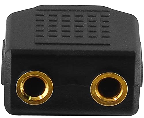 Eilumduo 3.5mm Headphone Y Splitter, 2 Pcs Gold Plated Male to Dual Female Audio Stereo Jacks, Black Adapter Converter for Media Players, Audio Devices