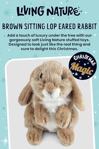 Living Nature Brown Sitting Lop Eared Rabbit Stuffed Animal | Fluffy Rabbit Animal | Soft Toy for Kids | 7 inches