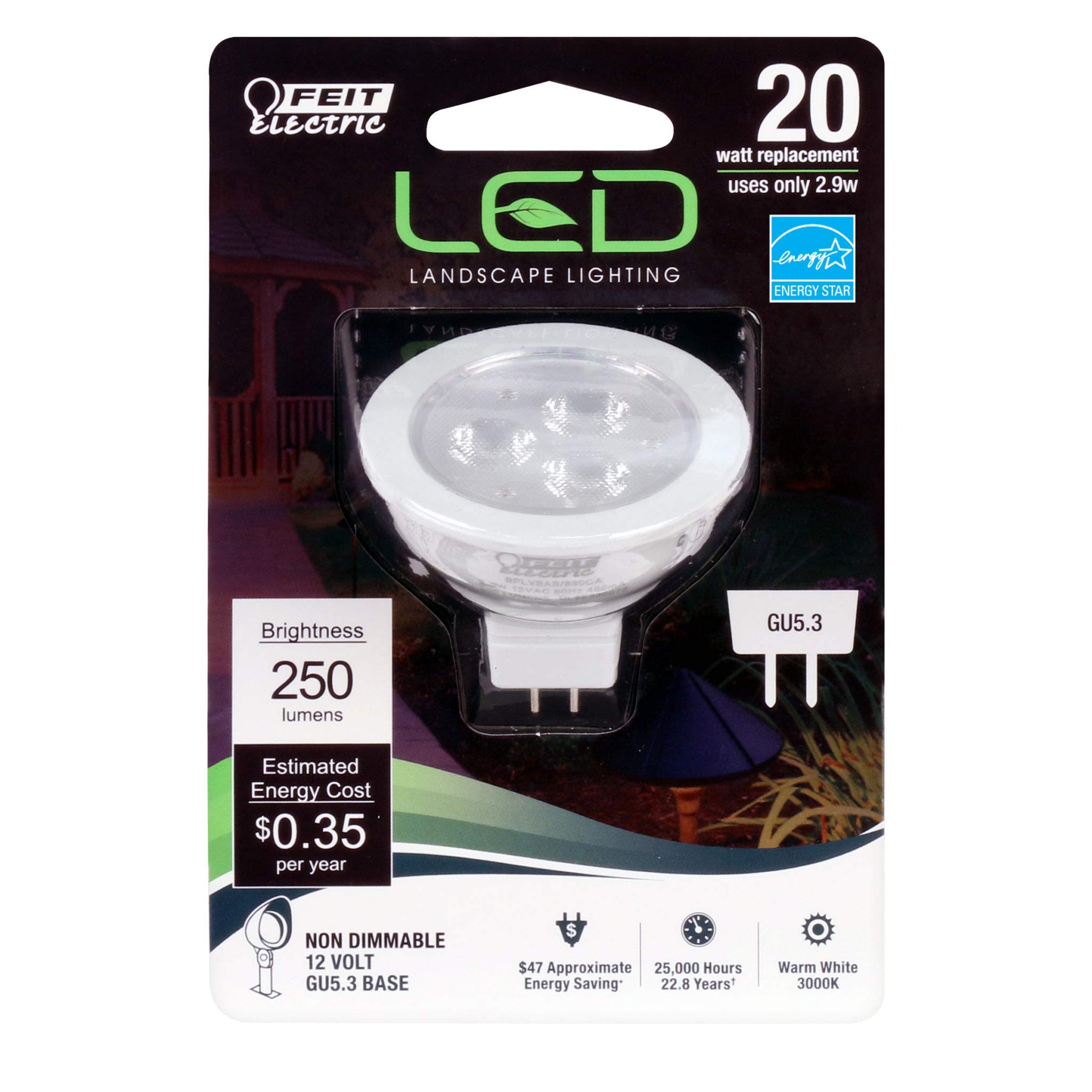Feit Electric GU5.3 GU5.3 LED Bulb Warm White 20 Watt Equivalence 1 pk