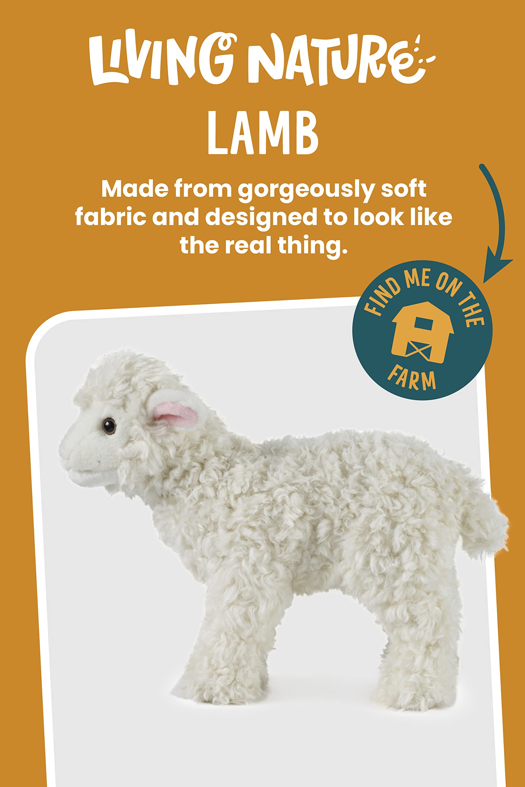 Living Nature Lamb Stuffed Animal | Fluffy Farm Animal | Soft Toy Gift for Kids | 12 Inches