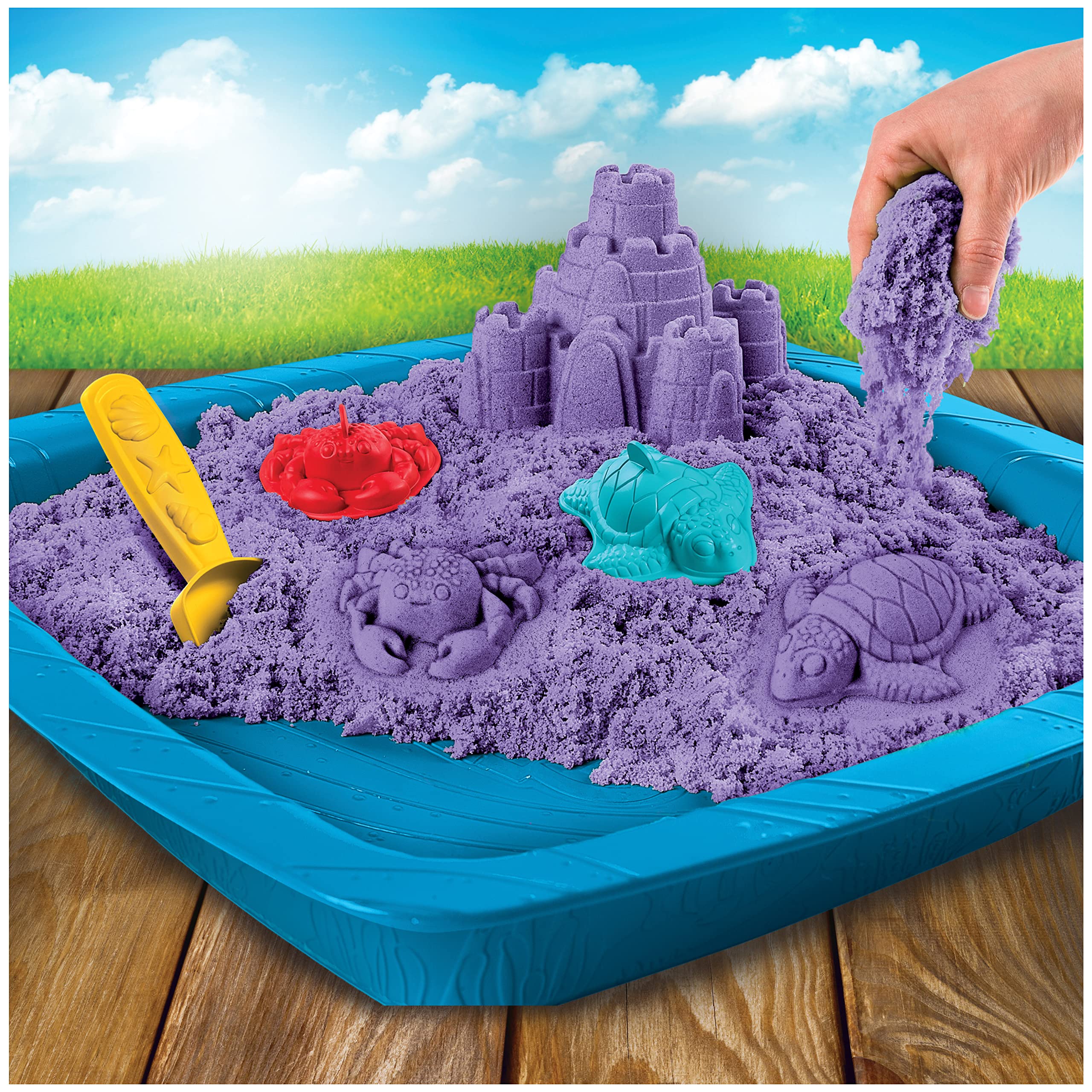 Kinetic Sand, Sandbox Playset with 1lb of Purple and 3 Molds, for Ages 3 and up