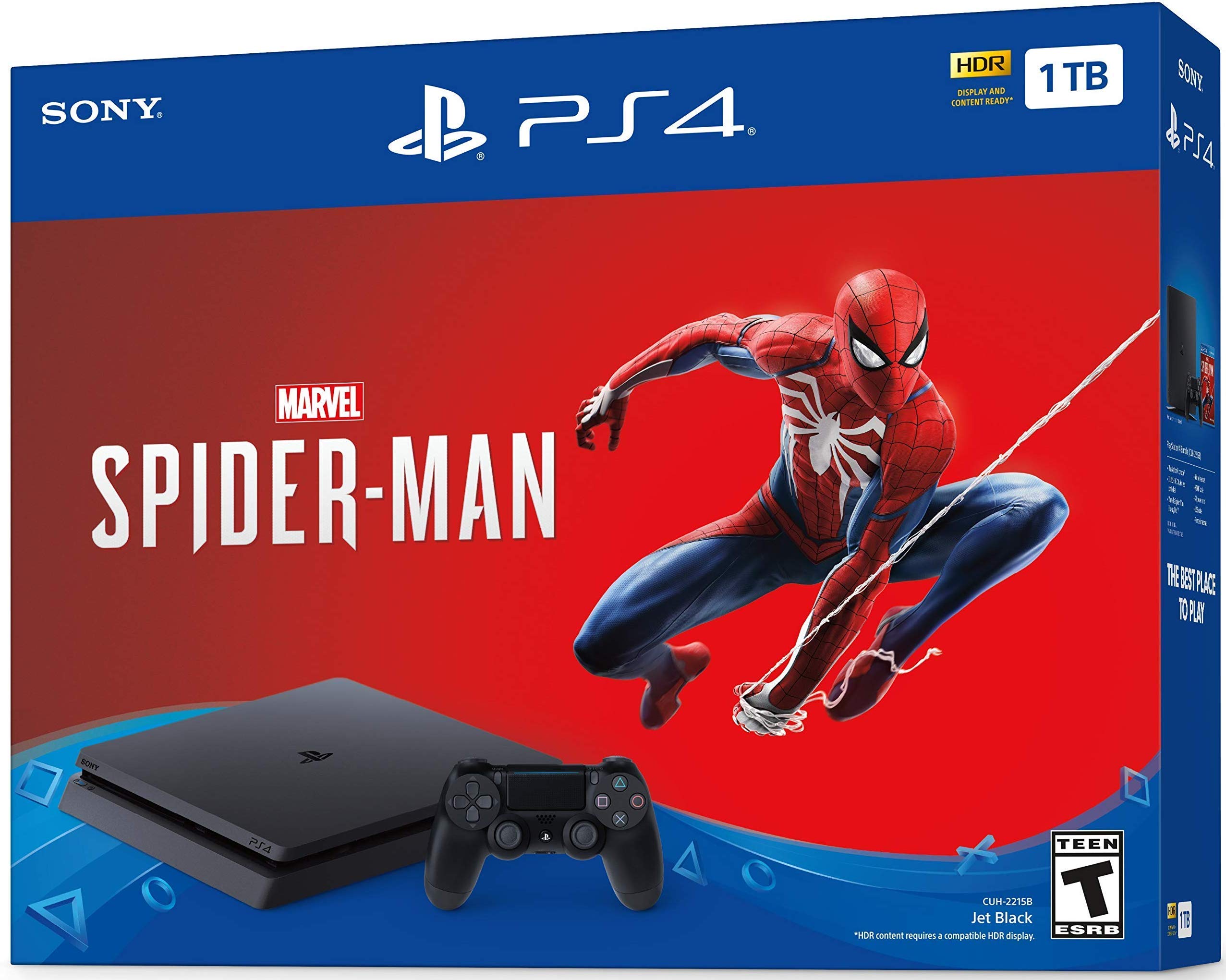 Newest Sony Playstation 4 Slim 1TB SSD Console - Marvel's Spider-Man PS4 Bundle with DualShock-4 Wireless Controller (Renewed)