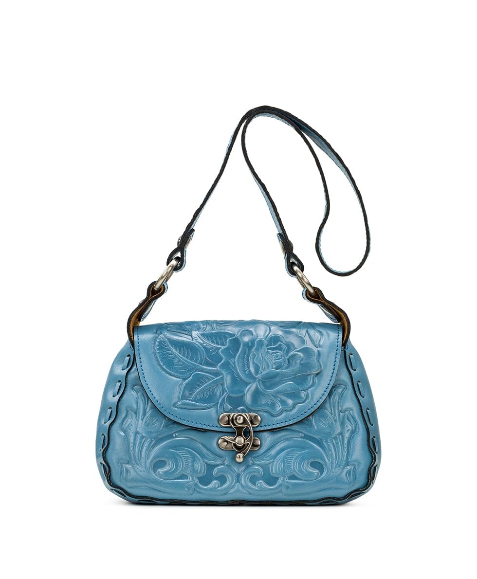 Patricia Nash Micaela Tooled Leather Shoulder Bag - Safflower Blue Tooled