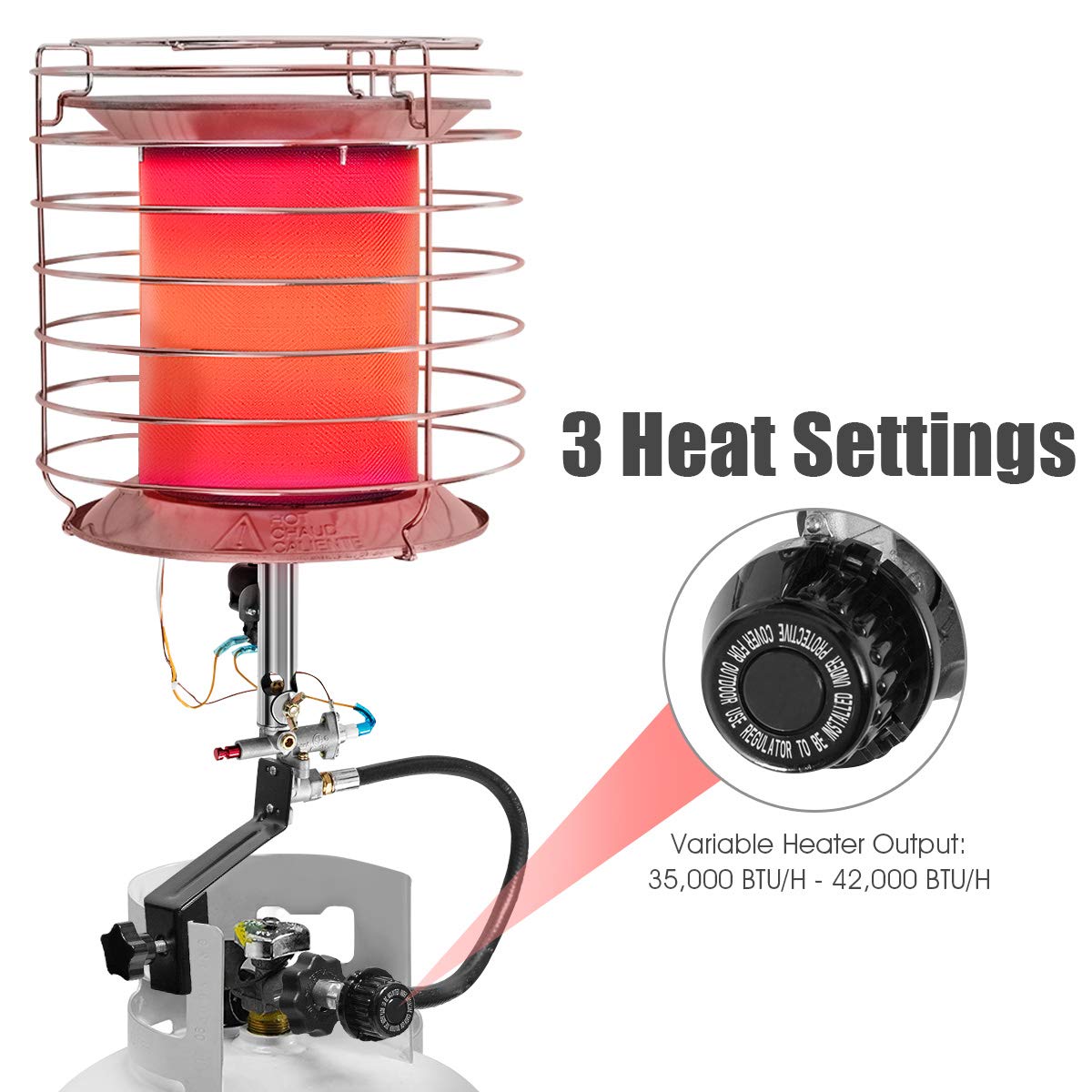 COSTWAY 360 Degrees Propane Tank Top Heater, 35,000-42,000 BTU Portable Propane Heater with Safety Shut-off and Tip-over Switch, CSA Certification for Outdoor, Camping (Propane Cylinder not Included)