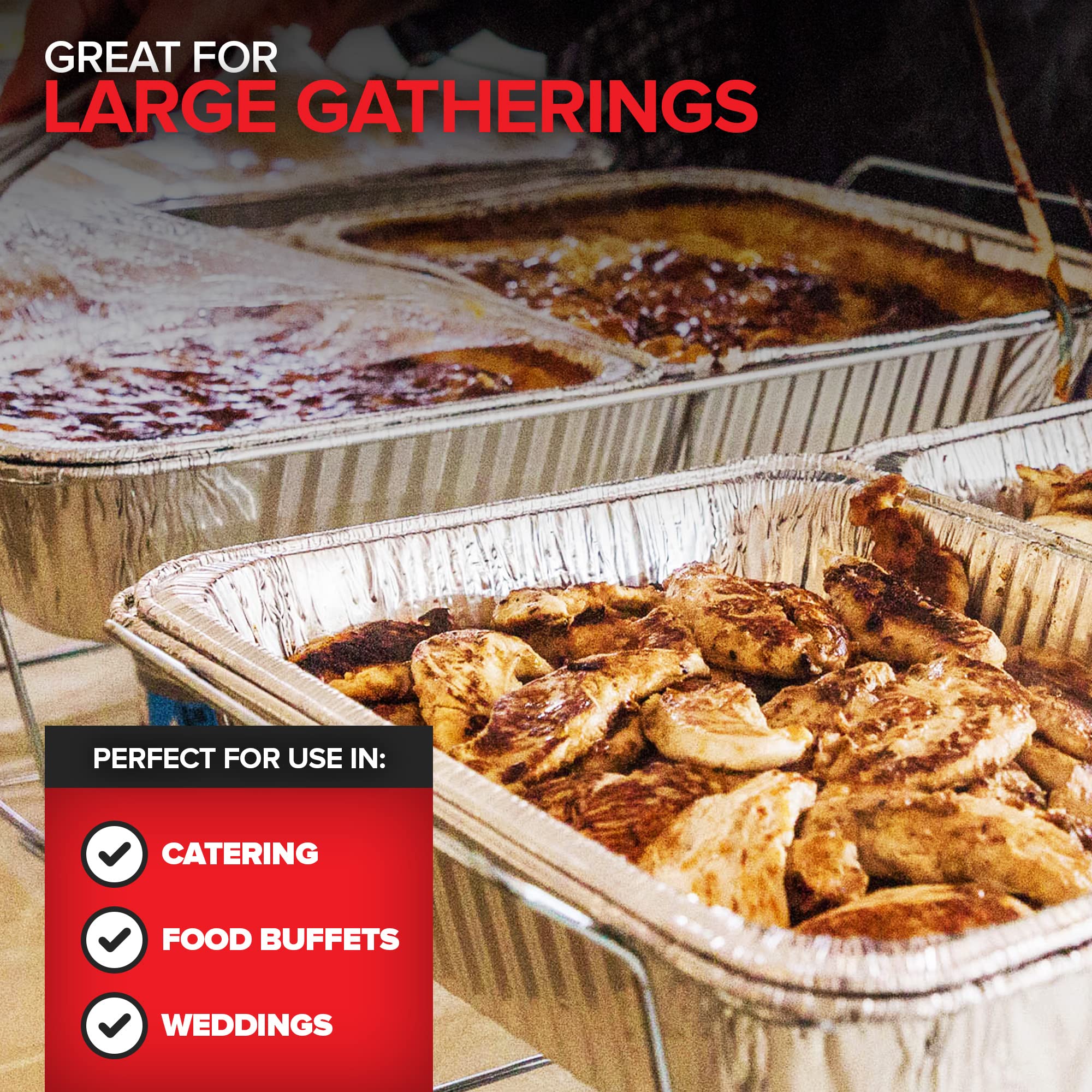 Chafing Dish Buffet Set with Cover Disposable - 21x13 (5 Pack) 9x13 & Lids (10 Pack) Aluminum Serving Trays, Catering Pans for Keeping Food Warm, Chaffing Dishes for Buffets and Parties, Warming Tray