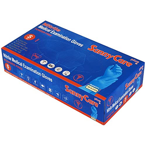 SunnyCare #8201 1000/1cases Blue Nitrile Medical Exam Gloves Powder Free Chemo-Rated (Latex Vinyl Free) Small