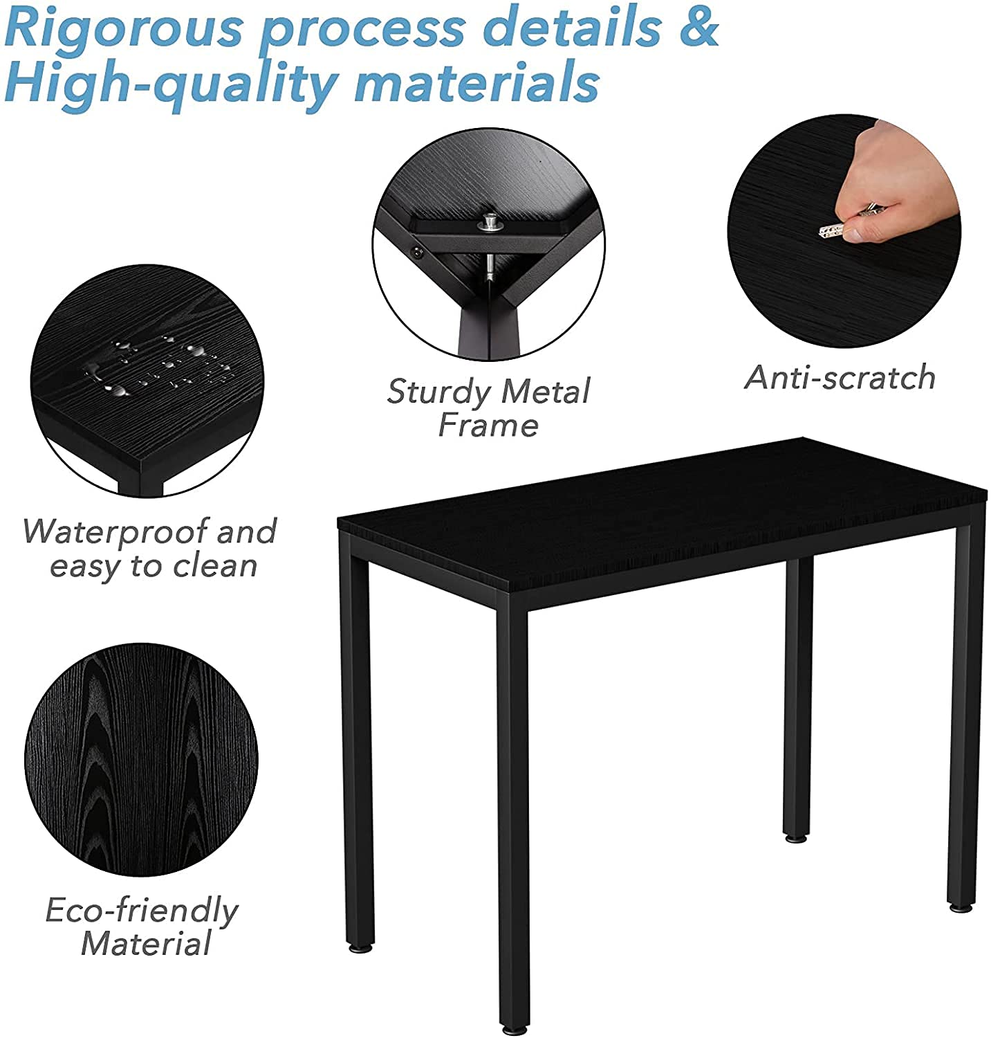 PayLessHere Home Office Gaming Large Corner Writing Black Student Art Modren Sturdy Simple Style PC Wood and Metal Desk Workstation for Small Space, 39" (39 in Computer Desk)