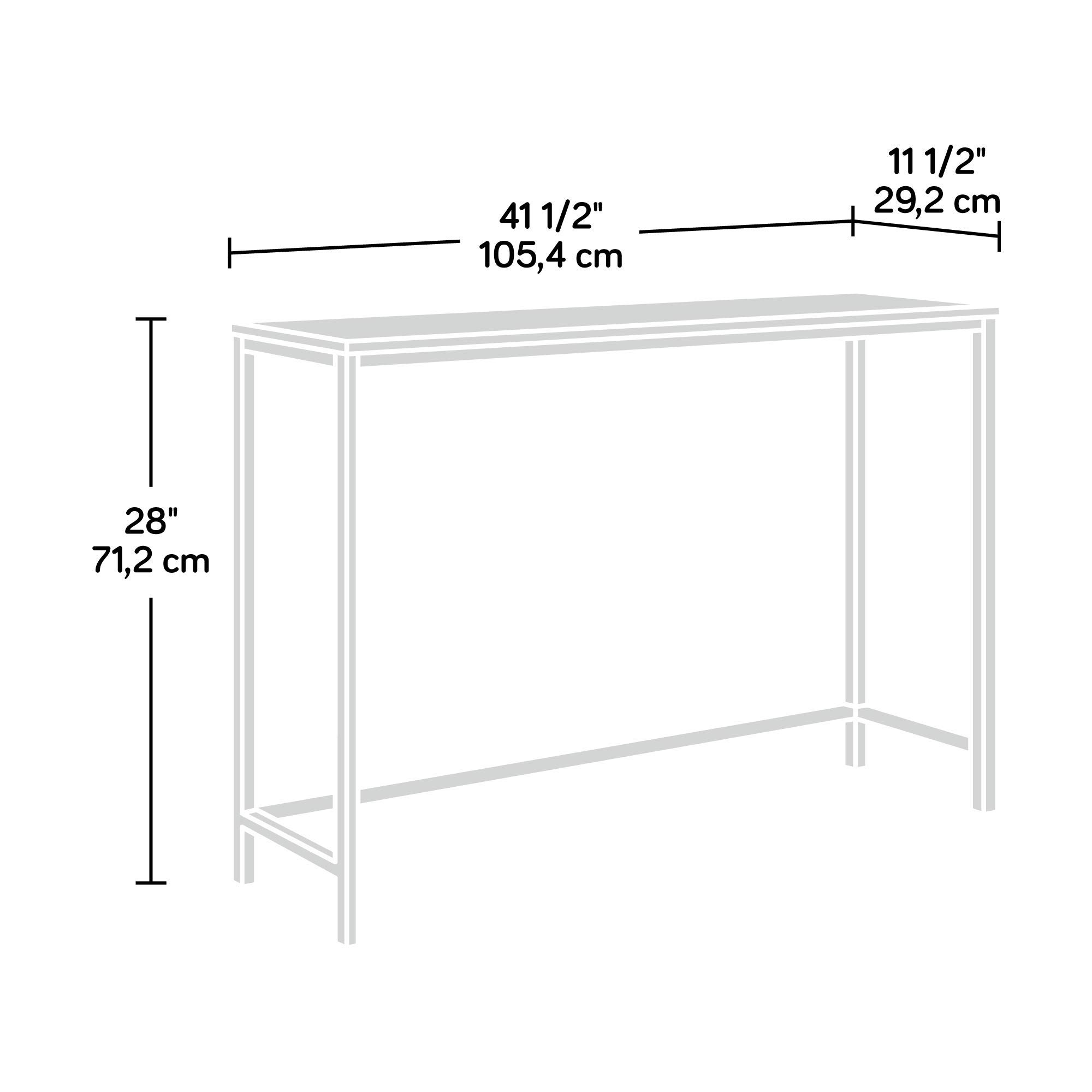 Sauder North Avenue Sofa Table, L: 41.5" x W: 11.5" x H: 28.03", Faux Concrete Finish