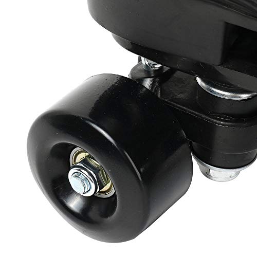 Gets Womens Roller Skates Light Up Wheels, Artificial Leather Adjustable Double Row 4 Wheels Roller Skates Shiny Skates for Teens,Adult (Black Wheel,38-US: 7)