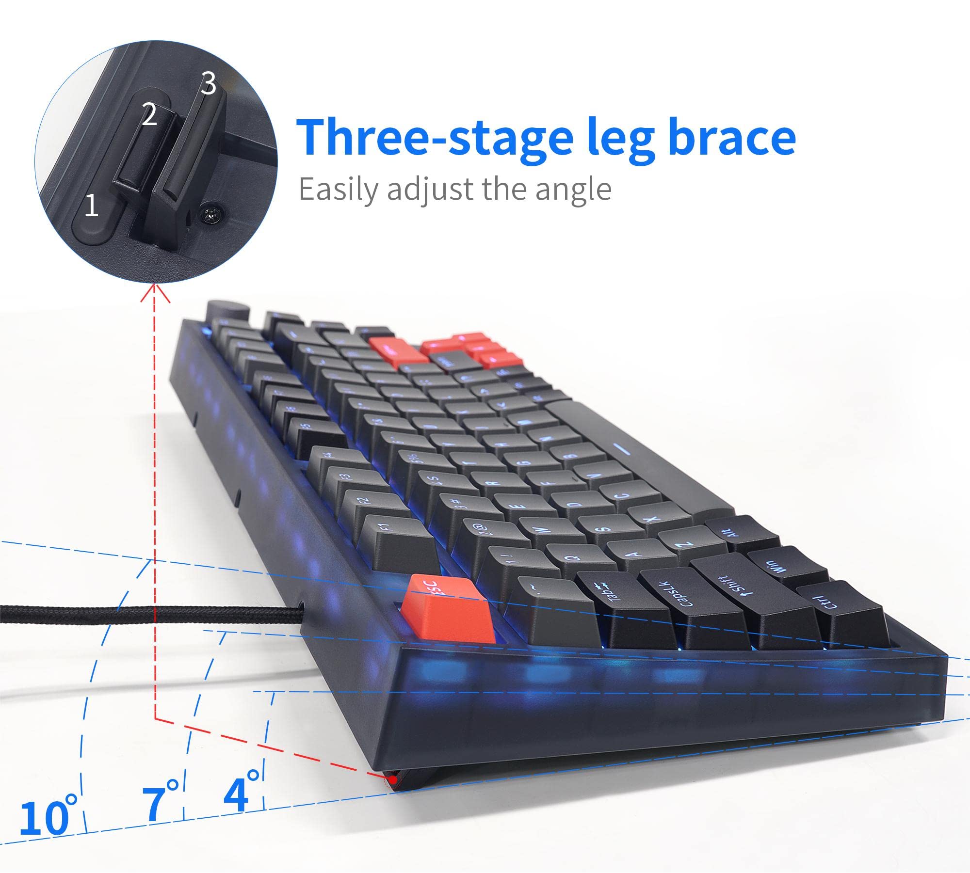 BOYI GK75 Tri-Mode 75% Keyboard with Knob Hot Swappable RGB Mechanical Keyboard,2.4Ghz/Bluetooth 5.0/Wired Keyboard 80 Keys Programmable Gmaing Keyboard (Skyloong White Switch,Dark-Gray Theme)