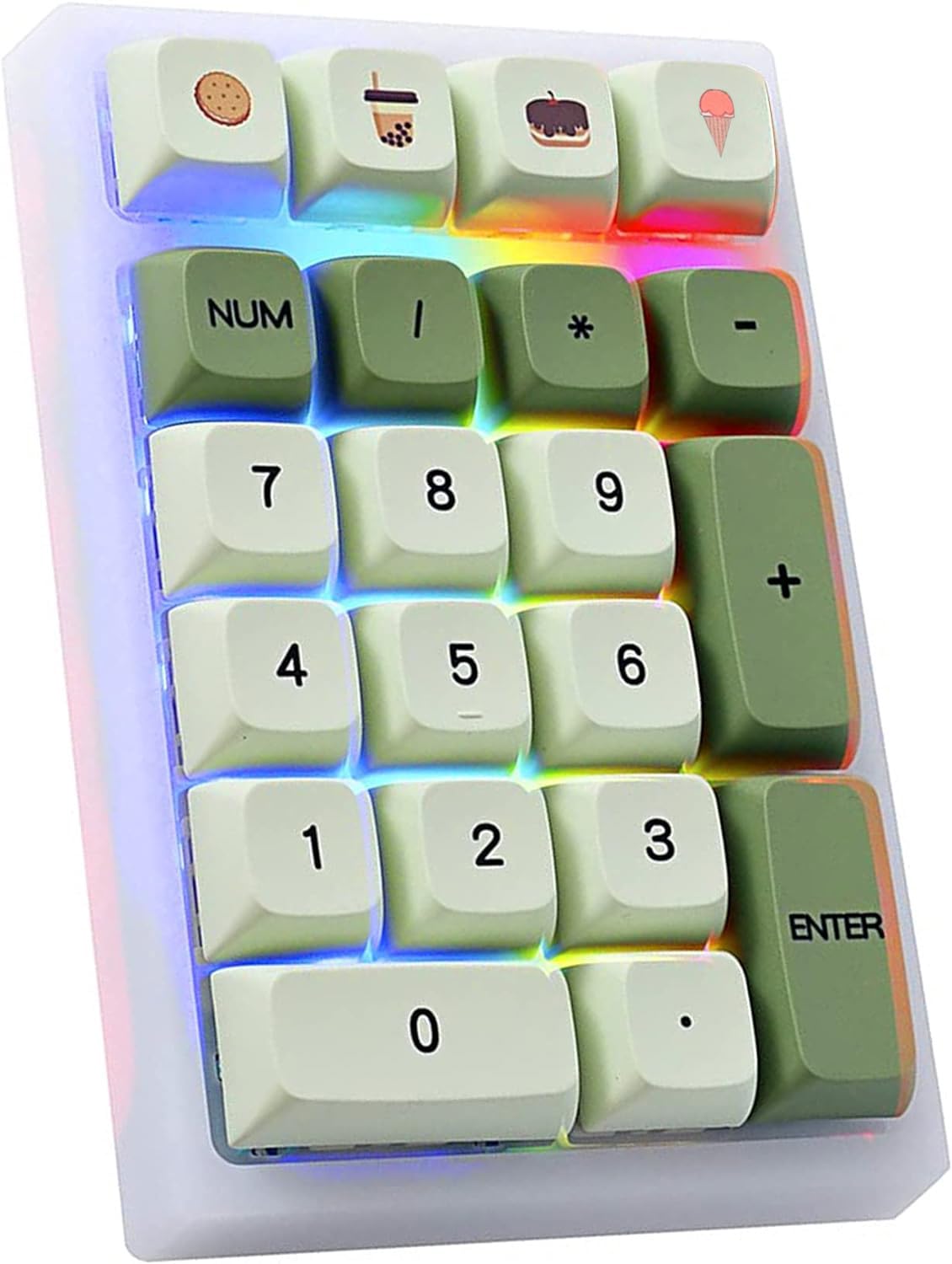 BOYI TD21 Hot Swappable Numpad,21 Keys Mini Numpad Portable Keypad Bluetooth 5.0/2.4GHz/Wired Number Pad Keyboard PBT Keycaps RGB Backlit Type-C Mini Keyboard (Matcha Green XDA Keycaps)