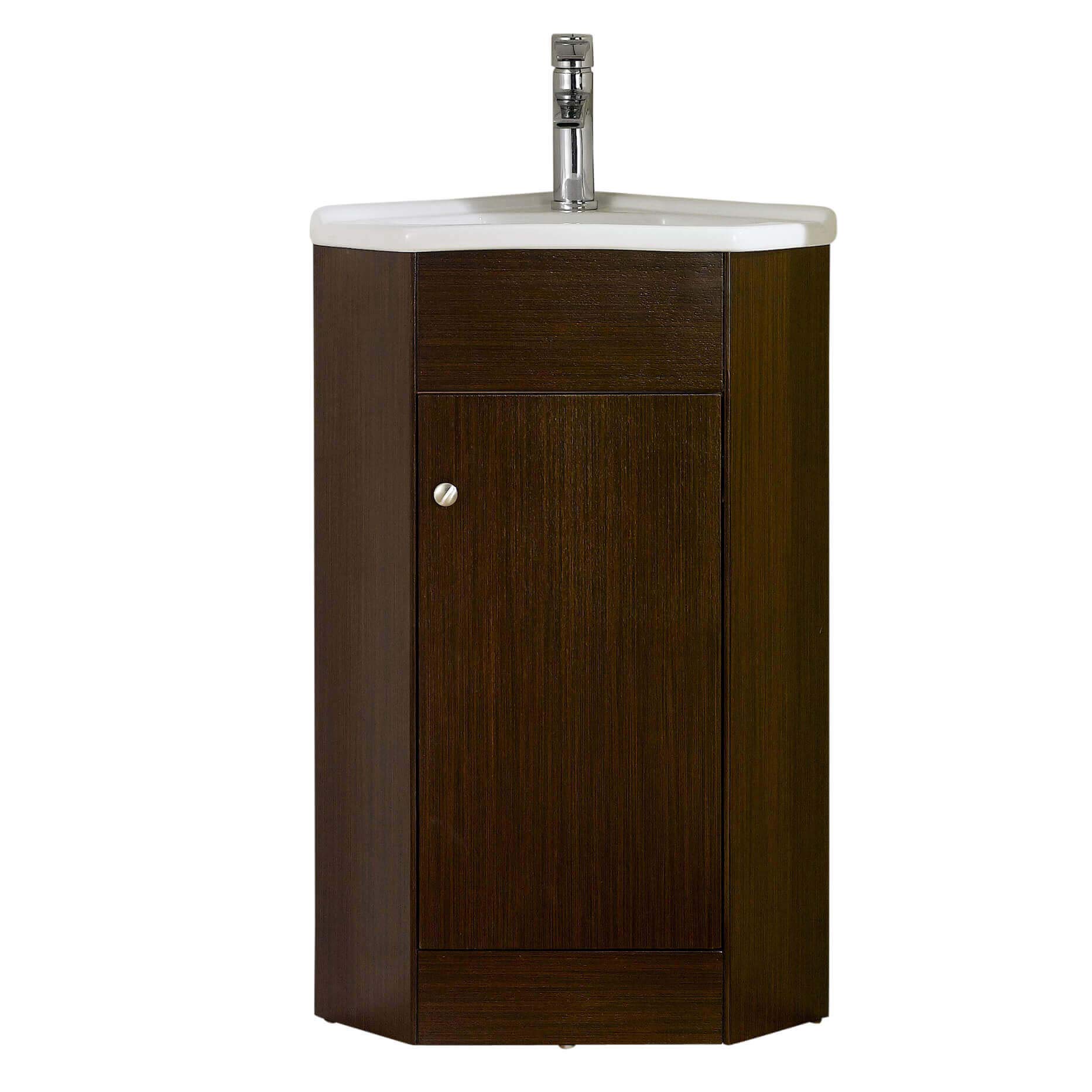 Fine Fixtures - Corner Bathroom Vanity and Sink, Wenge - Englewood Collection
