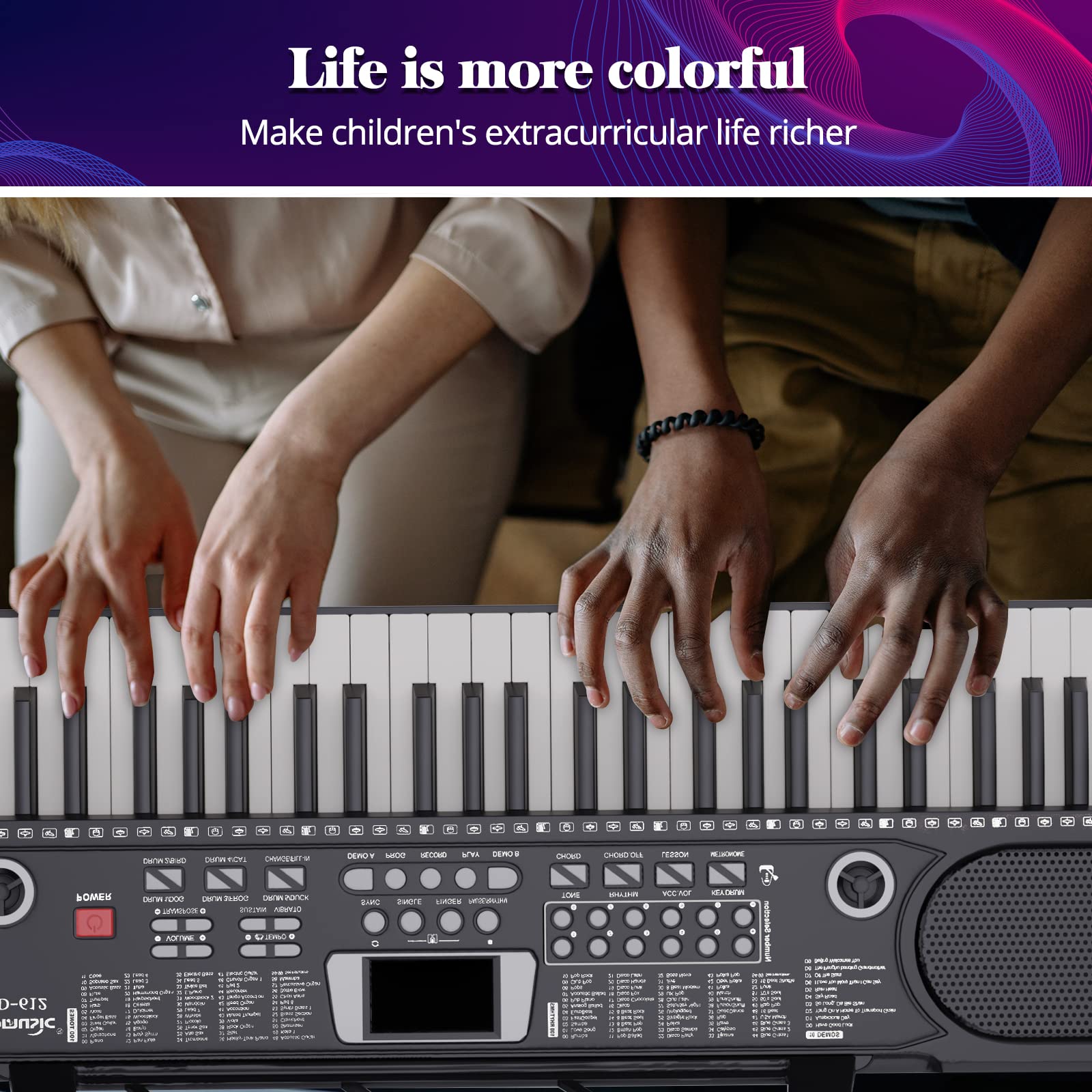 Camide 61 Keys Keyboard Piano, Electronic Digital Piano with Built-In Speaker Microphone, Sheet Stand and Power Supply, Portable Keyboard Gift Teaching for Beginners