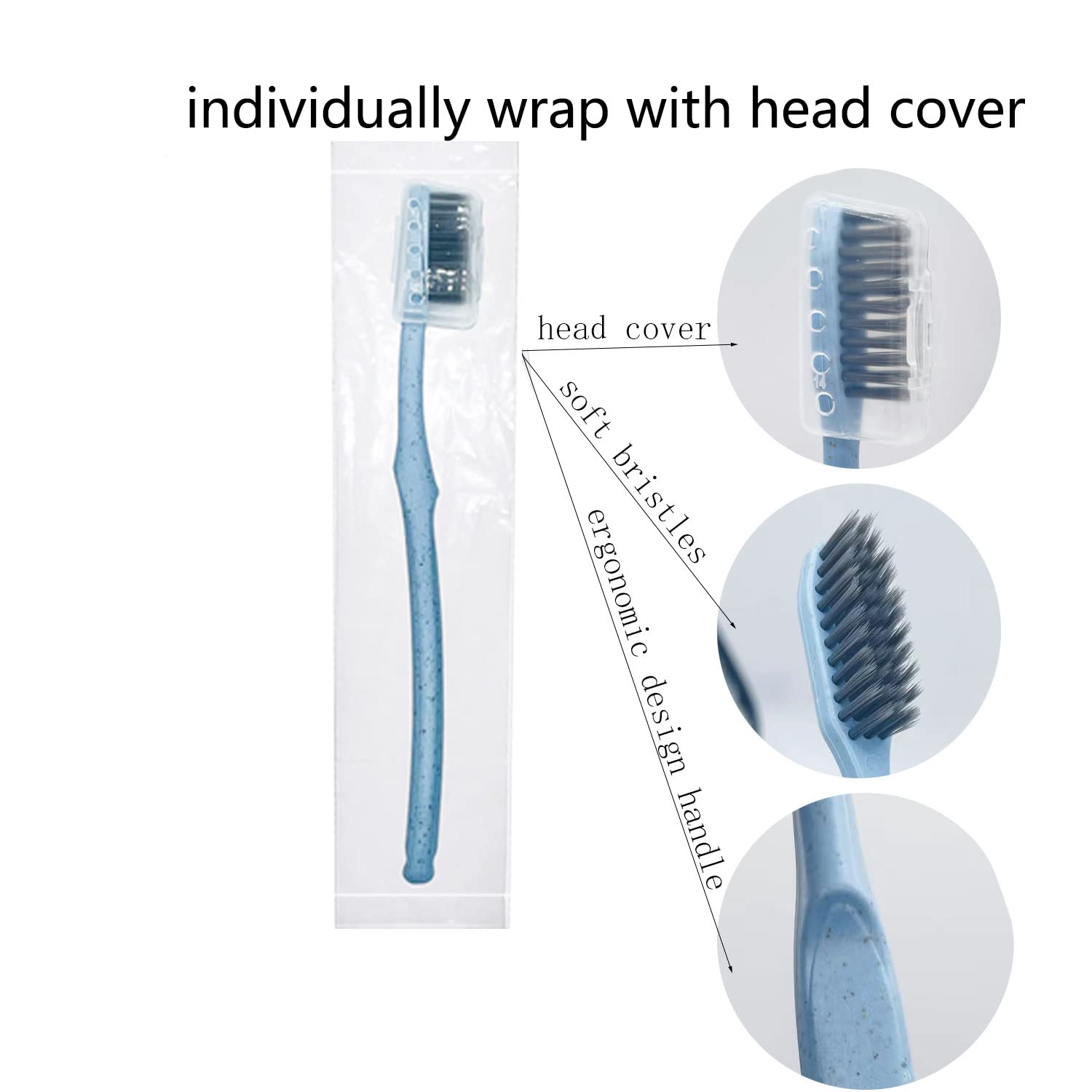 Boyizupha 18 Pack Bulk Travel Toothbrushes Individually Wrapped with Covers Caps for Toiletries Dental Office Guests Hotels Giveaways-Medium Soft