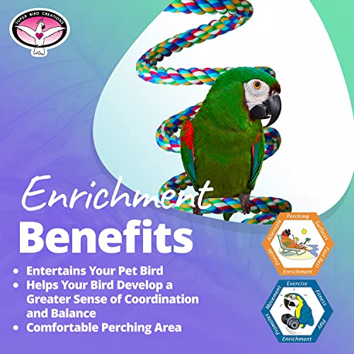 Super Bird Creations SB326 Colorful Cotton Bungee Rope Bird Toy, Large/XL Bird Size, 1.25β Diameter x 97β,Varies