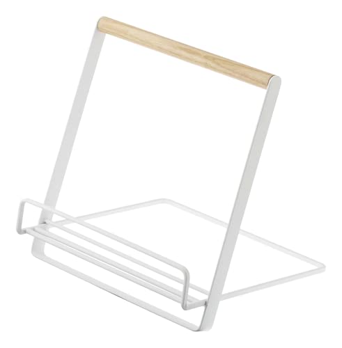 Yamazaki Home Tosca Cookbook Stand - Kitchen Cooking Recipe Holder for Counter - Steel + Wood