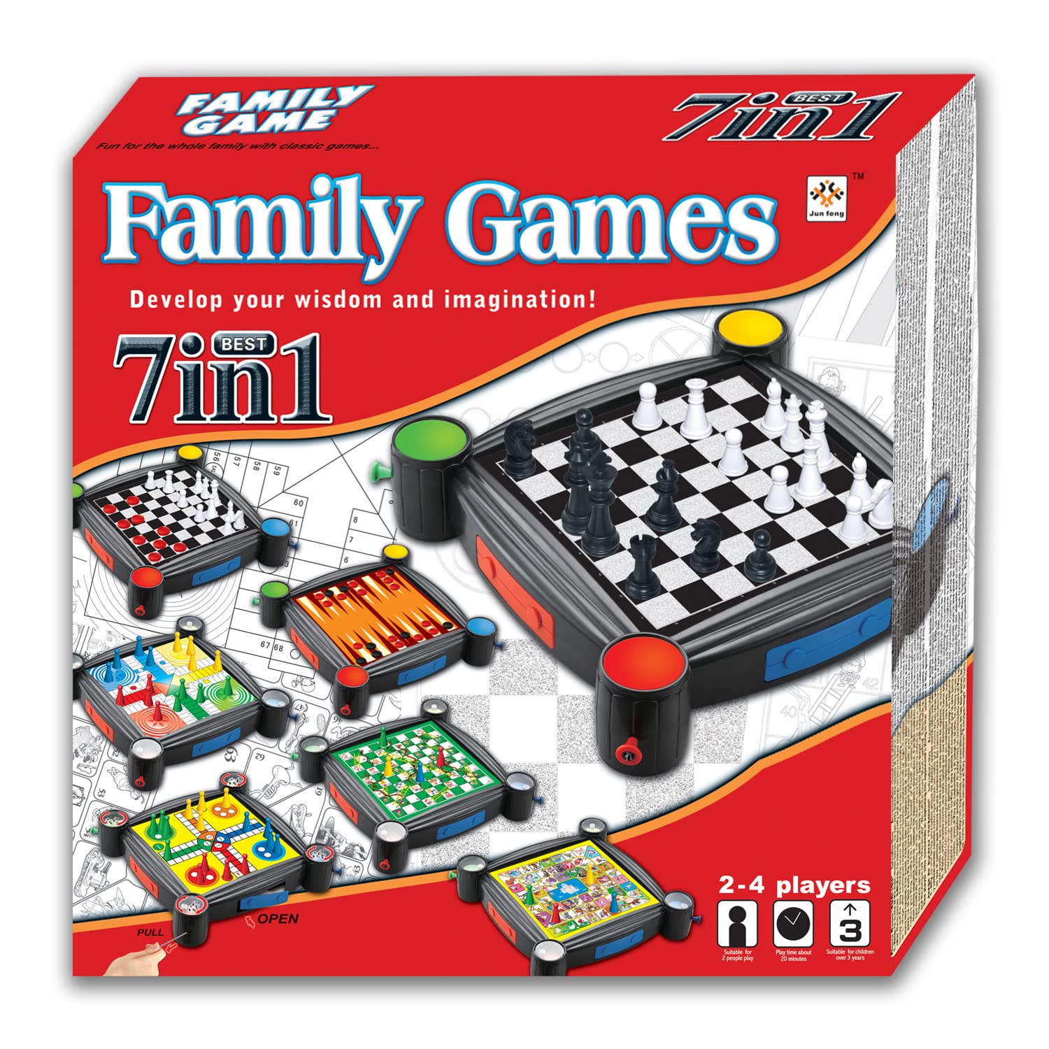 Board Game Set | 7 in 1 Classic Game Set | Tabletop Board Games, Chess and Checkers Game Set, Ludo, Snakes and Ladders, Goose, Sorry