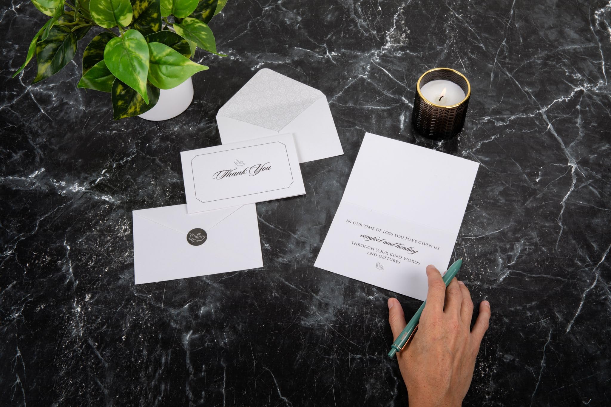 Funeral Thank You Cards with Envelopes | Sympathy Cards with Meaningful Message | Set of 25 with Decorative Envelopes and Stickers for Envelope Closure