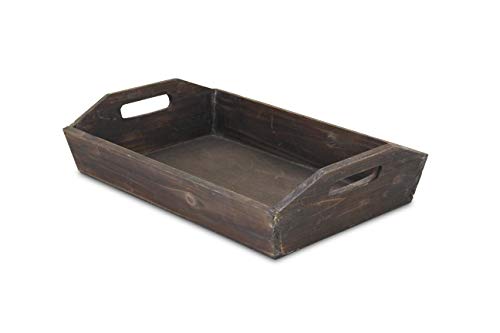 Cheung's FP-3772B Deep Wooden Tray with Side Handles| Shabby Brown