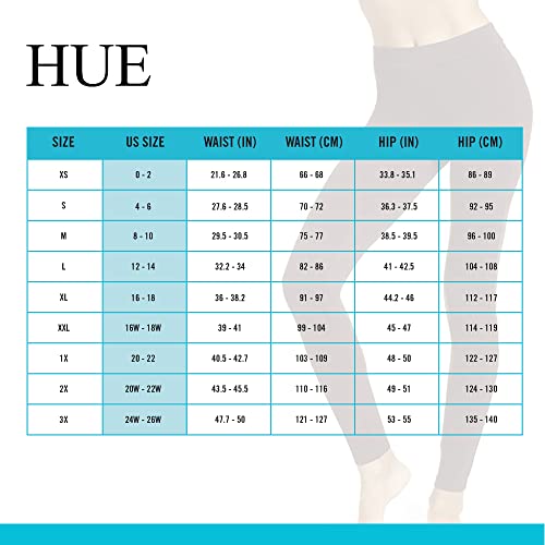 HUE Women's Wide Waistband Blackout Cotton Leggings, Assorted, Espresso, Large