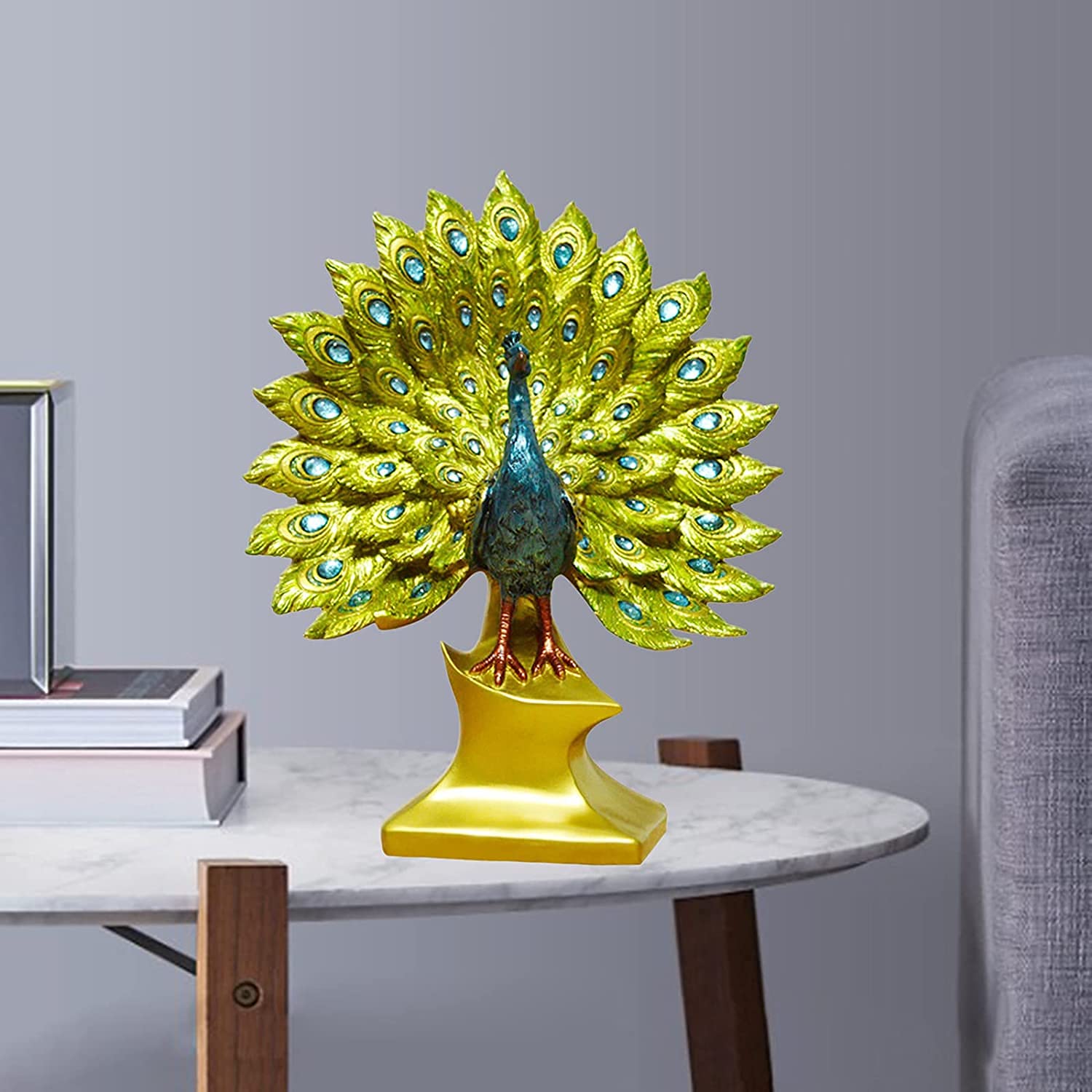 Peacock Figurine Desktop Statue Modern Peacock Ornament Desk Table Statue for Home Bedroom Living Room Garden Office - Style 03