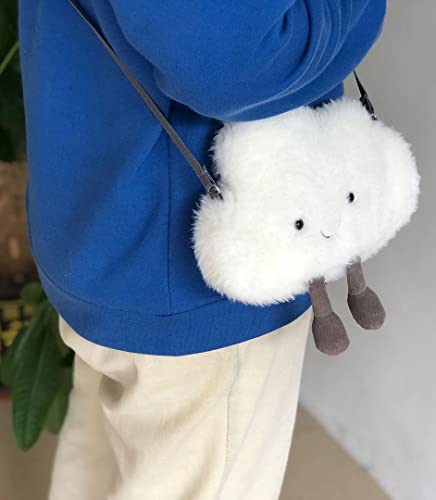 QZUnique Heart Shaped Handbag Women's Faux Fur Crossbody Bag Plush Wallet Purse Chain Shoulder Bag