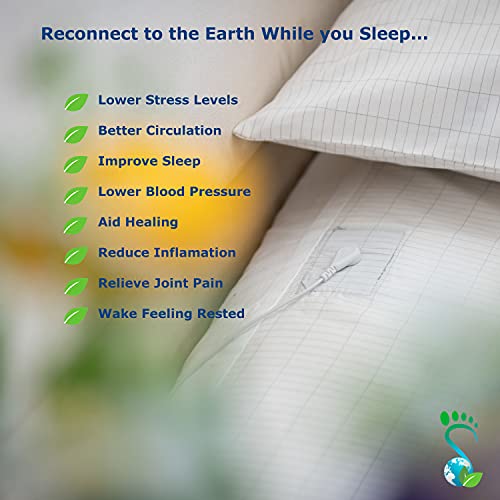 Earthing Grounding Fitted California King Size Sheet β Earthing Sheet for Healing Sleep & Wellbeing - c/w 15 ft Bed Grounding Cord - Earthing Sheets & Ground Earthing Products by Earth Potential