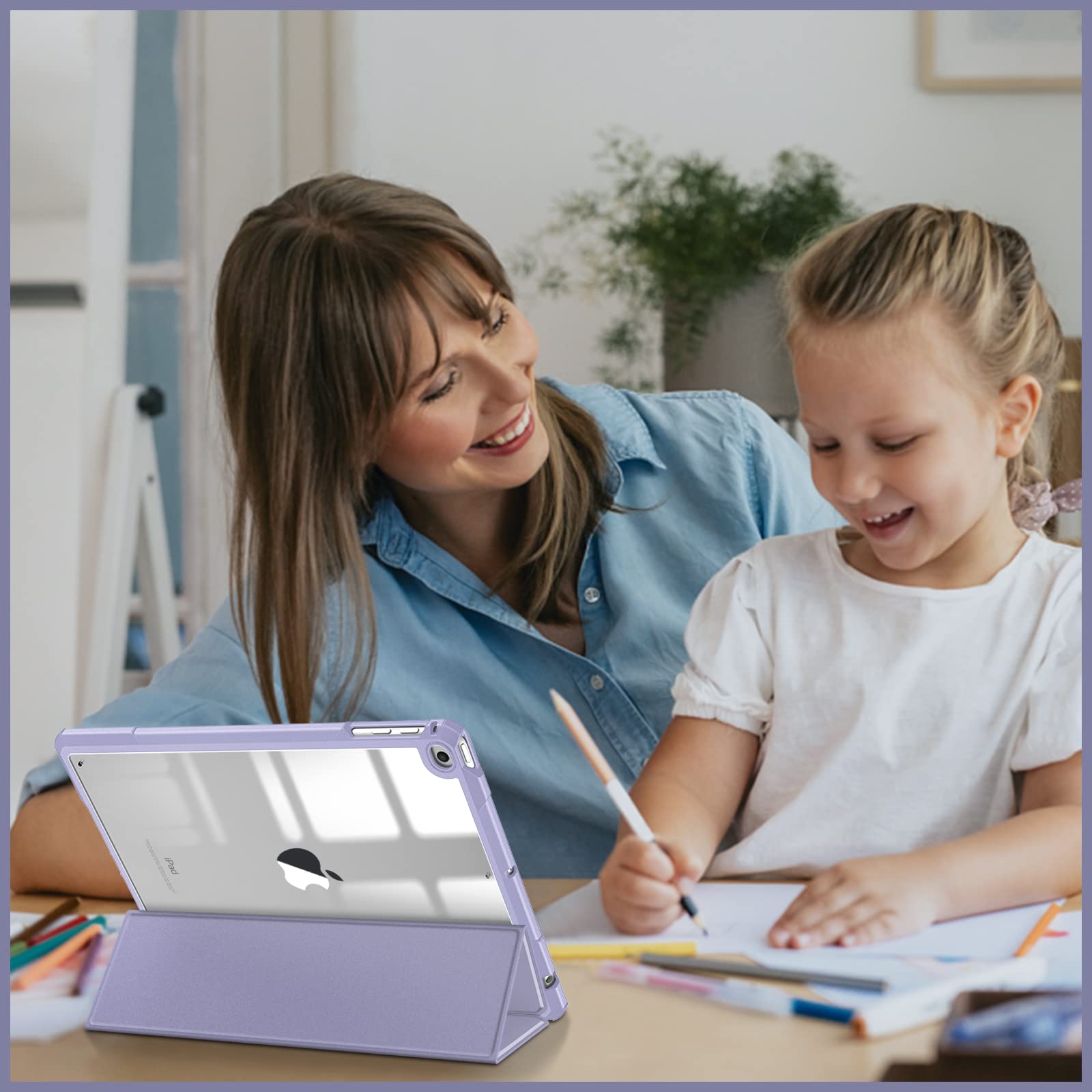 Fintie Hybrid Slim Case for iPad 6th Generation 2018 / 5th Gen 2017 / iPad Air 2 / iPad Air 1 (9.7 Inch) - Shockproof Cover, Lilac Purple
