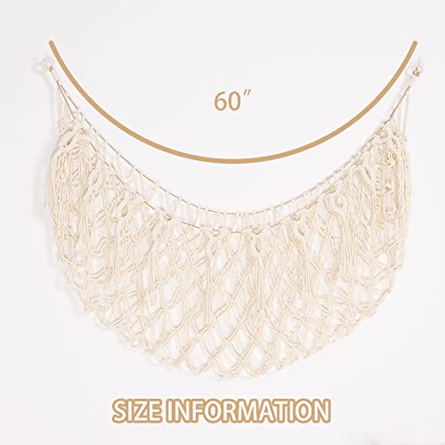 YKBU Stuffed Animal Net or Hammock Wall Hanging Net for Stuffed Animal Storage Macrame Toy Display Plush Toy Holder Soft Toy organizer for Nurery Baby Bedroom Playroom-Cream, -Cream