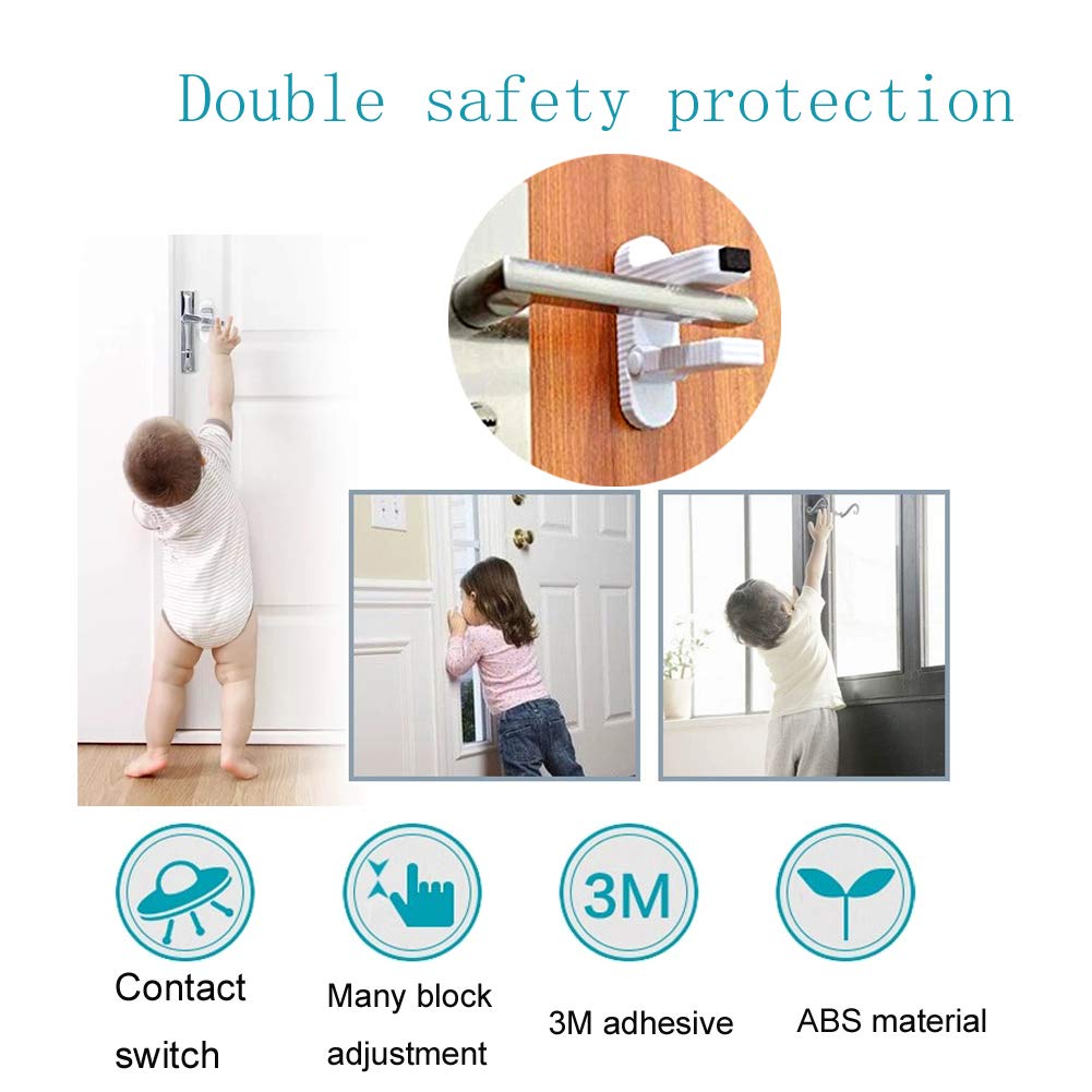 cabinet locks for babies/Safety Child Proof Door knob covers, No Drilling & 3M Adhesive Baby Safety Door Locks - 4 pieces