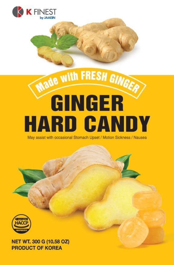 GINGER HARD CANDY Made with Fresh Ginger Extra Strength Flavor Individual Wrapped Product of KOREA_300 Grams_10.58oz