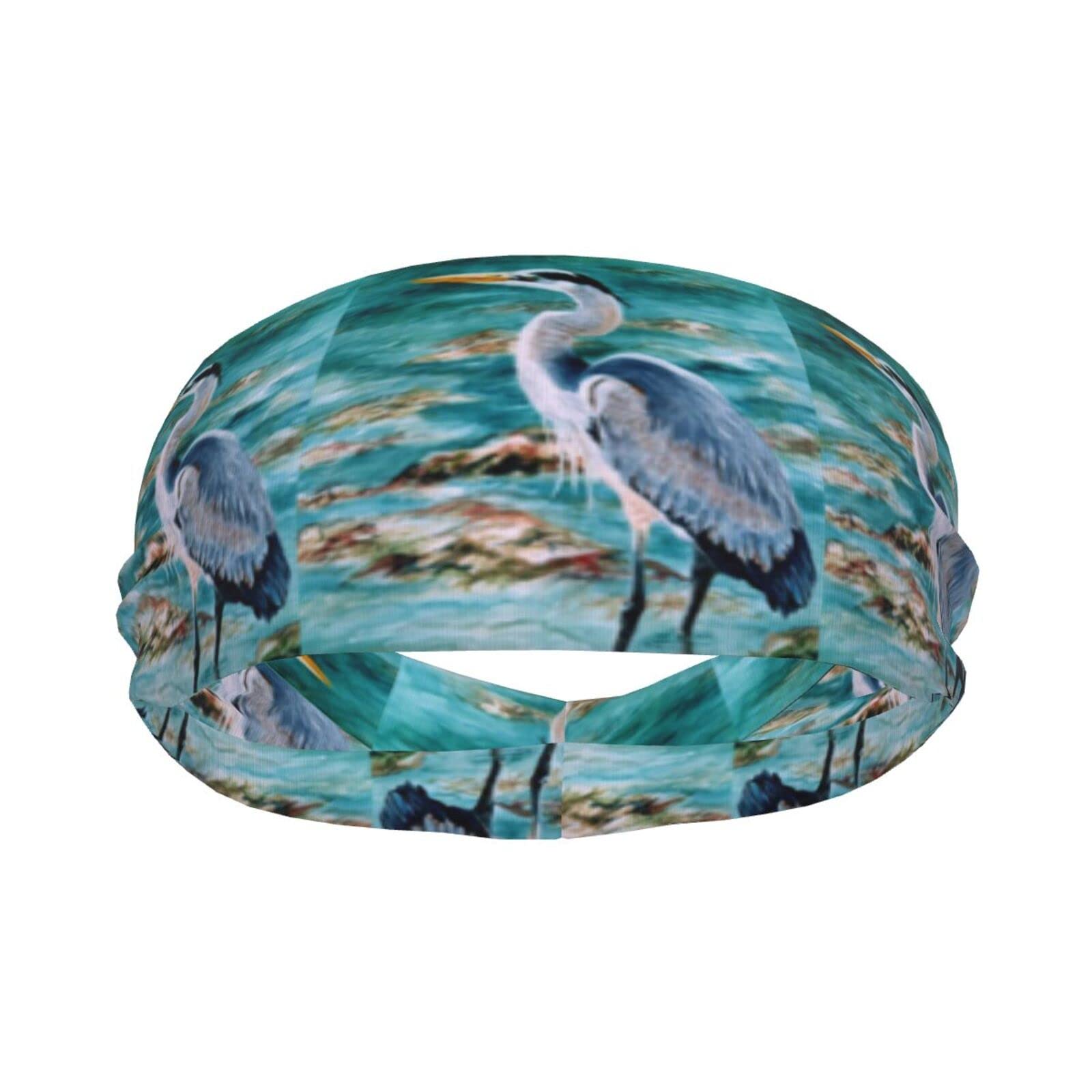 Camping Headband Great Blue Heron Moisture Wicking Non-Slip Sweatbands