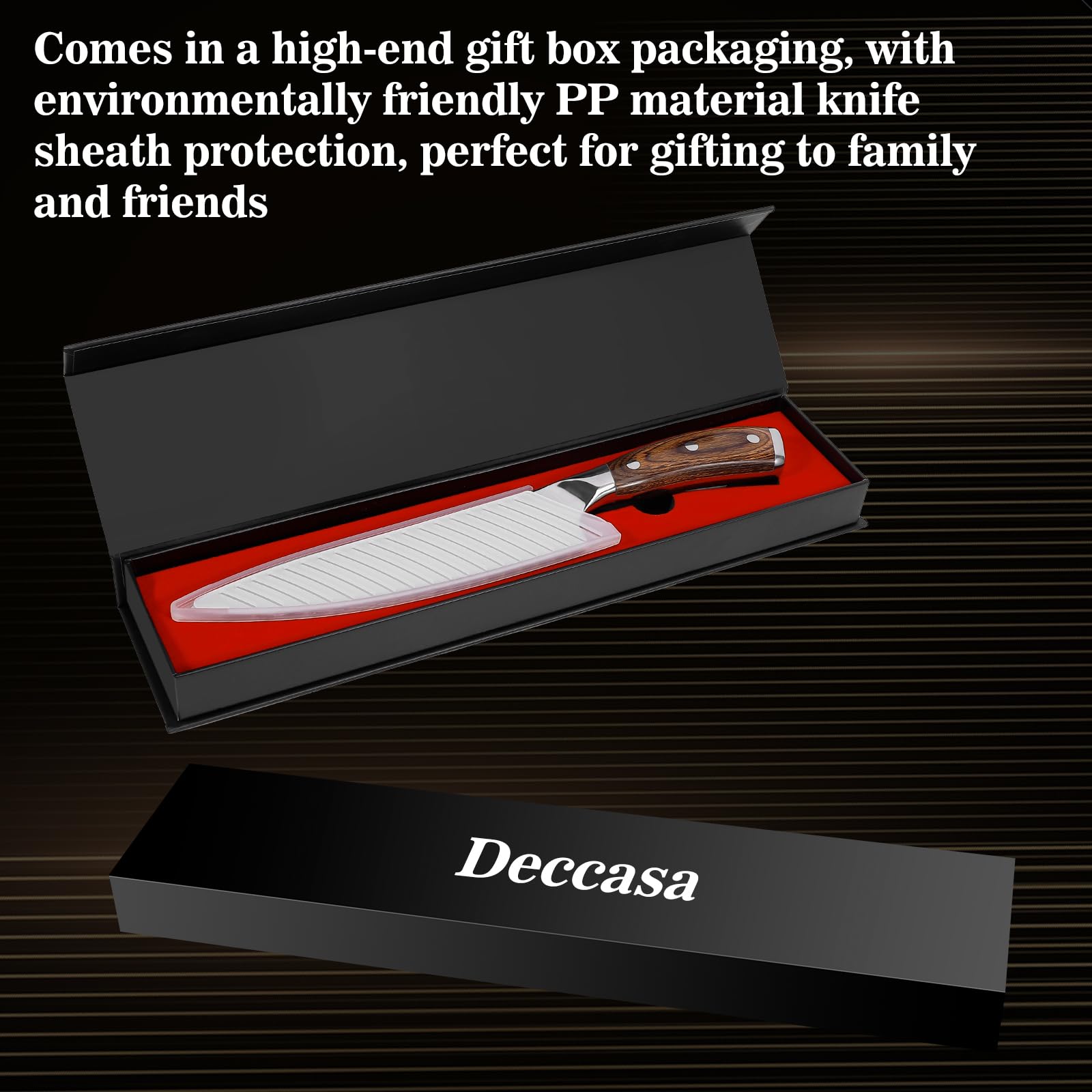 Deccasa 8 Inch Professional Chef's Knife - High Carbon German Stainless Steel Blade - Ergonomic Pakkawood Handle - Super Sharp for Precision Cooking - Gift Box Included