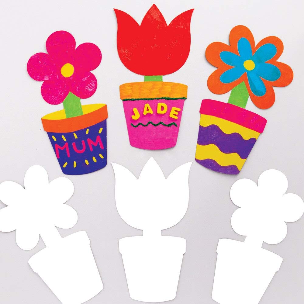 Baker Ross AT377 Flowerpot Card Blanks - Pack of 30, Spring Craft Blanks for Kids Arts and Crafts