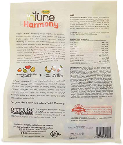 Higgins 2 Pack of Intune Harmony Food for Conures, Cockatiels, Lovebirds and Parrotlets, 2 Pounds Each
