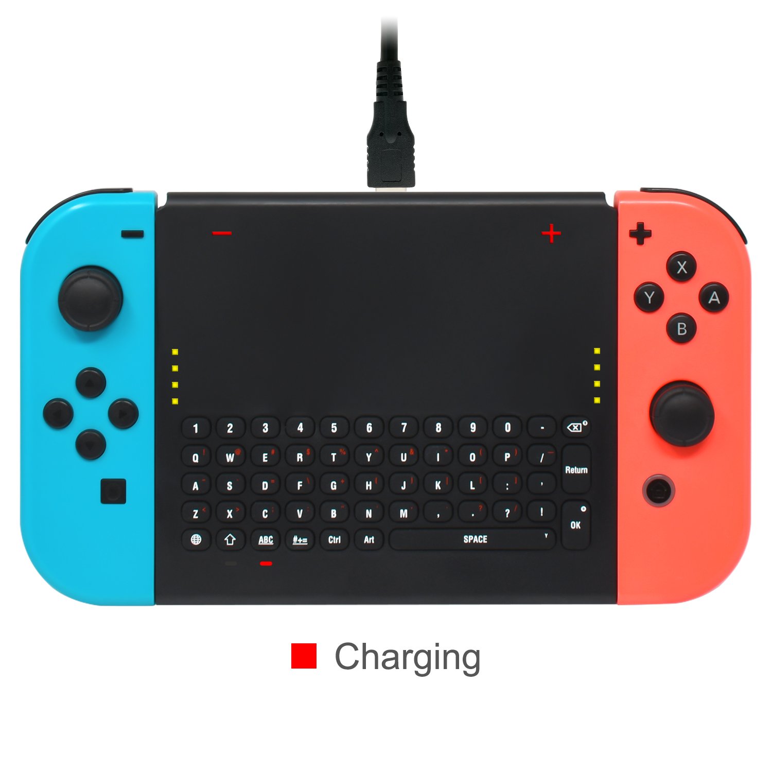 FYOUNG Wireless Keyboard Compatible with Nintendo Switch/Switch OLED, Wireless Gamepad Chatpad Message Keyboard for Switch, 2.4G USB Rechargable Handheld Remote Control Keyboard with a 2.4G receiver