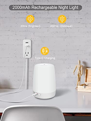 YYDSKIT Night Light for Kids Baby Nursery 200hrs Rechargeable Touch 3Dimming 5Color Changing Lamp 3Timers Portable