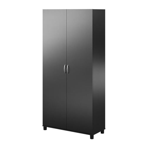 Pemberly Row Transitional 36" Utility Storage Cabinet in Black