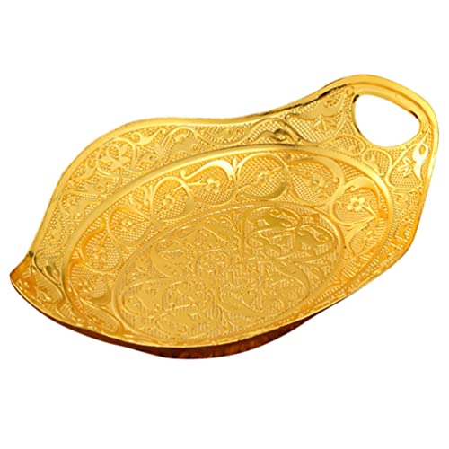 Didiseaon Decorative Metal Serving Tray Golden Snack Plate Fruit Tray European-Style Decorative Tray for Weddings, Upscale Parties, Dessert Table, Cupcake Display