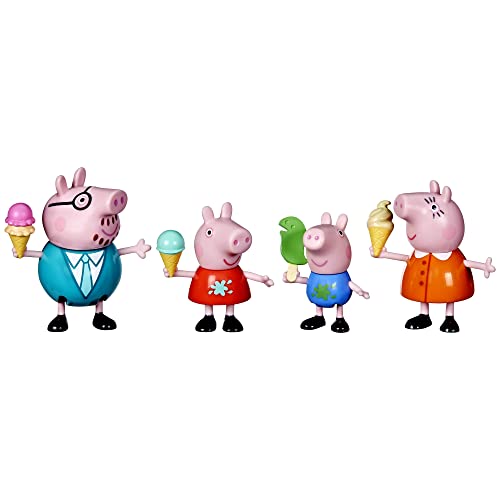 Peppa Pig Family Ice Cream Adventure - 4-Pack Toy Figures with Treats, Ages 3+
