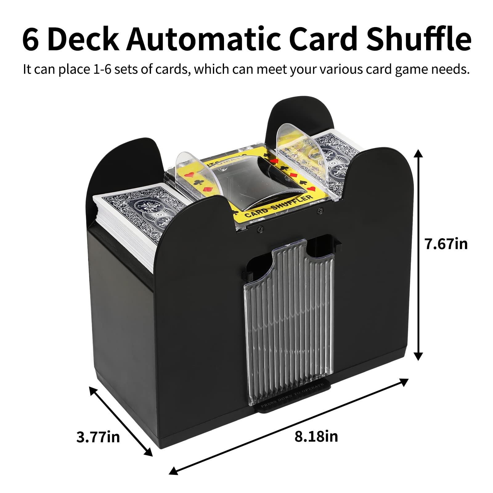 Ni-SHEN 6 Deck Automatic Card Shuffler USB/Battery Operated Electric Shuffler for Family Party Poker/Blackjack/UNO(1-6 Deck Card Shuffler)
