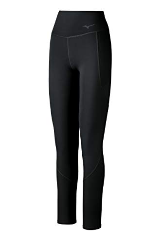 Mizuno Women's Leggings by , Full Length Instinct Tights, High-Waisted Compression Leggings with Pockets for Exercise & Working Out, Black, Medium