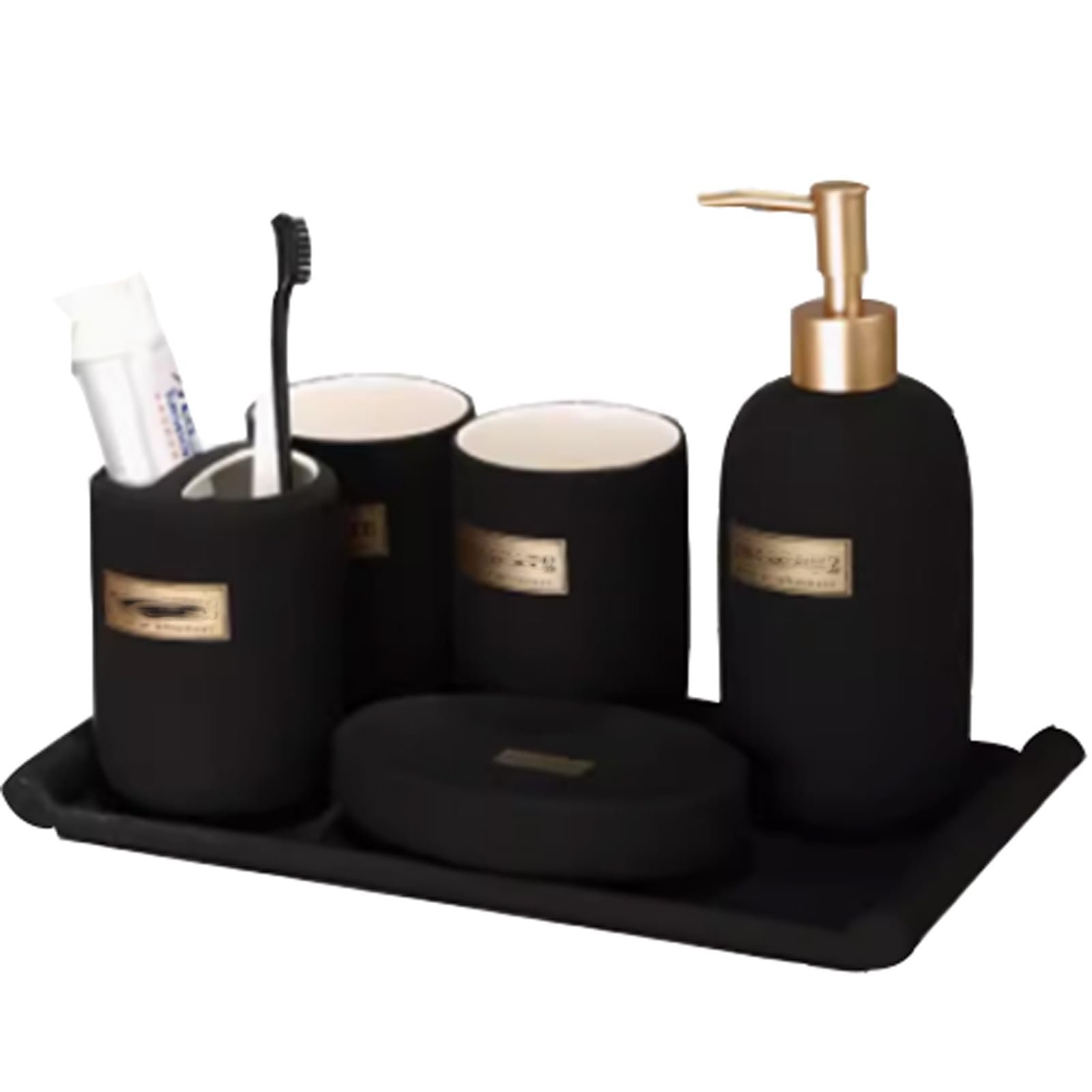 Ceramic Soap Dispenser Light Luxury Hand Sanitizer Nordic Wash Set Equipped with Tray for Neat Storage and Matte Texture