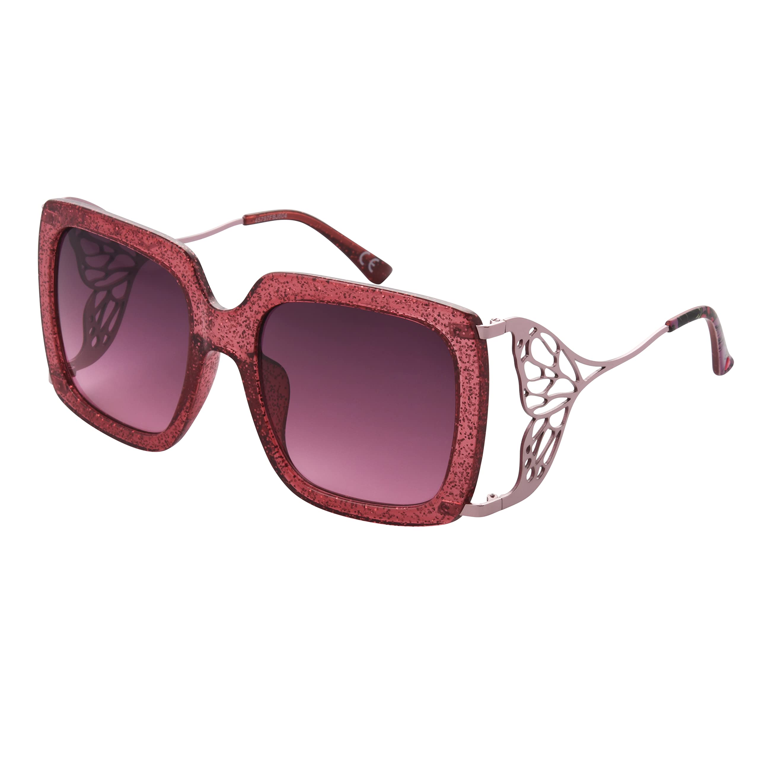 Betsey Johnson Women's Wing It Sunglasses Square, Crystal Wine, 57mm