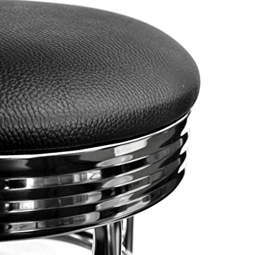 Trinity Chrome Swivel Barstool, 29-Inch, Black