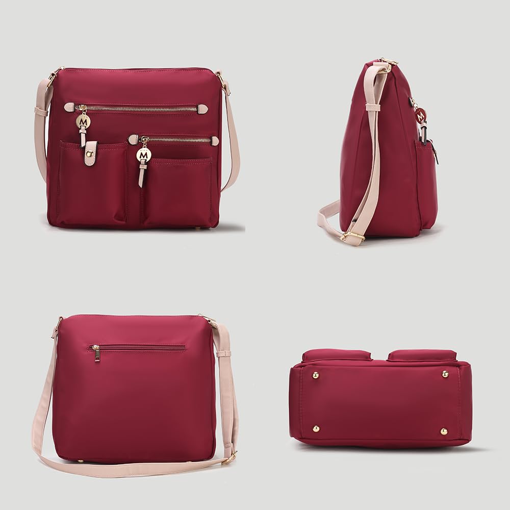 MKF Collection Crossbody Bag for Women, Nylon PocketBook Handbag Shoulder Bag Zipper Purse By Mia K