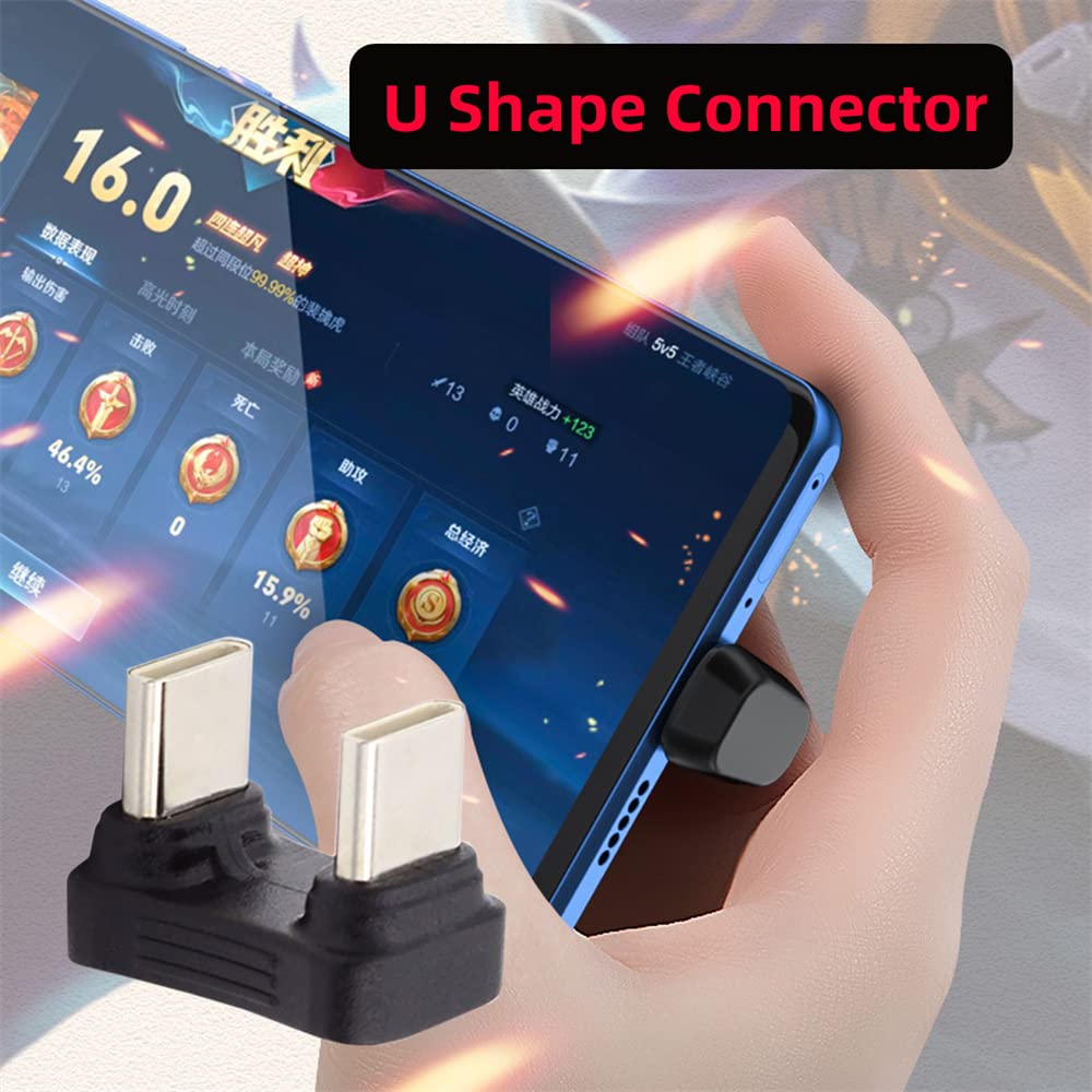 cablecc 480Mbps USB-C Type C Male to Male Coupler Extender Power Data Adapter Opposite U Shape Back Angled for Power Bank Phone Laptop