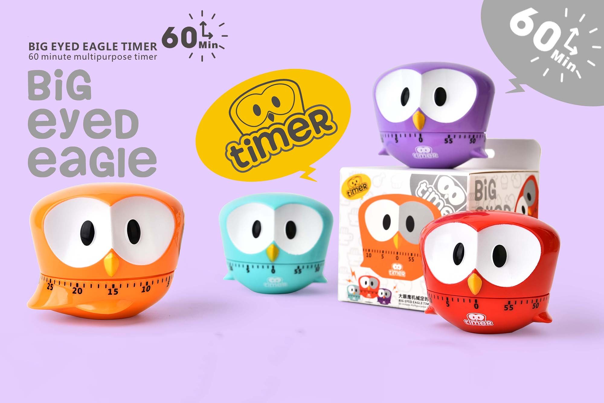 Cute Kitchen Timer-Loud Eagle Mechanical Boiled Egg Timer for Cooking,Sports,Beauty,Study (Blue Eagle)